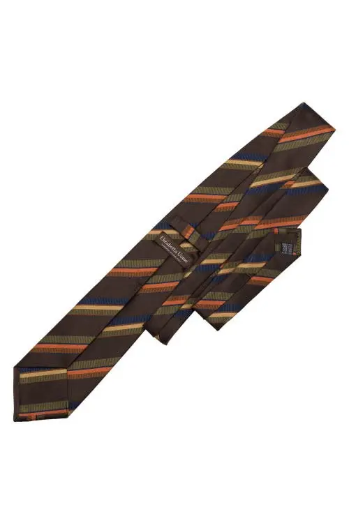 ELIZABETTA Battisti Silk Jacquard Neck Tie - Chocolate Brown